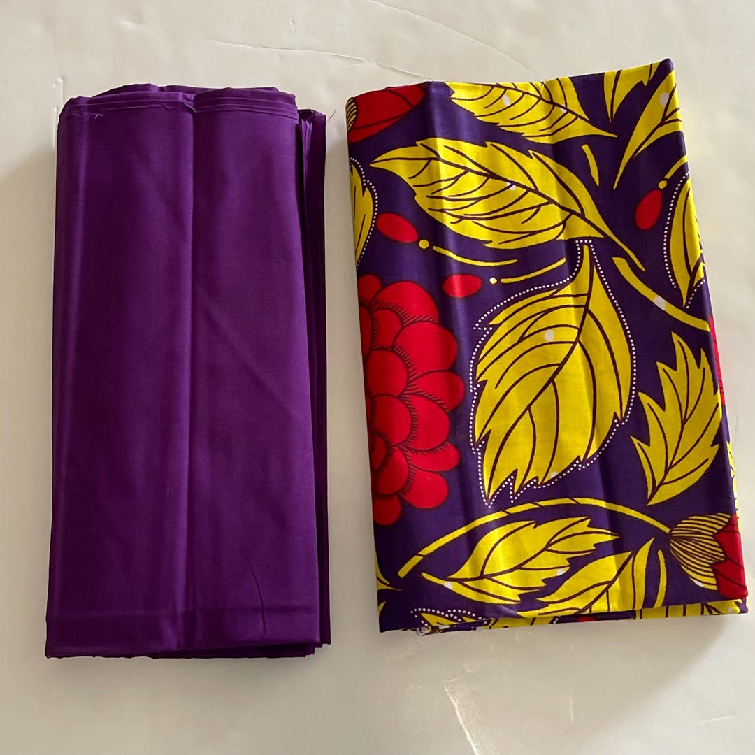 Purple Multicolor Floral Print and Solid Purple Cotton Fabric Bundle ...