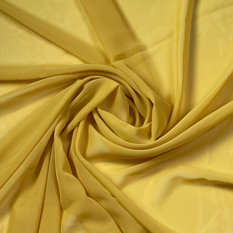 Yellow Solid Print Chiffon Sheer Polyester Fabric - by the Yard - Etsy