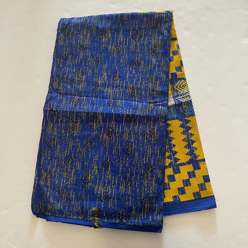 Blue and Yellow Geometric Checkered Chevron Print Multicolor Mixed ...