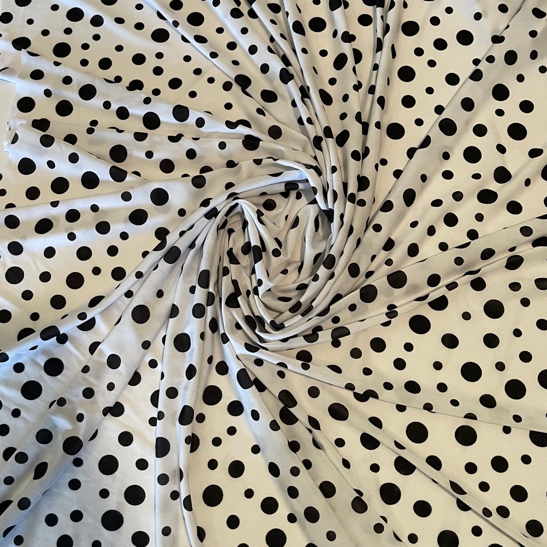 Black and White Polka Dot Poly Print Jersey Stretch Fabric - by the ...