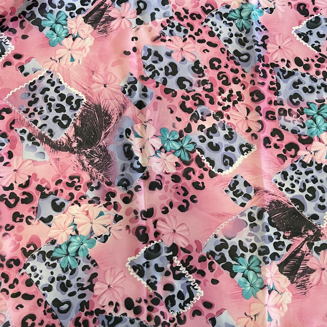 Purple Floral Animal Leopard Print Chiffon Georgette Poly Print Fabric ...