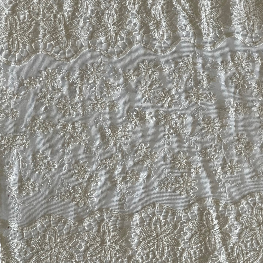 Floral Embroidered Sheer Mesh Fabric - by the Yard - Etsy