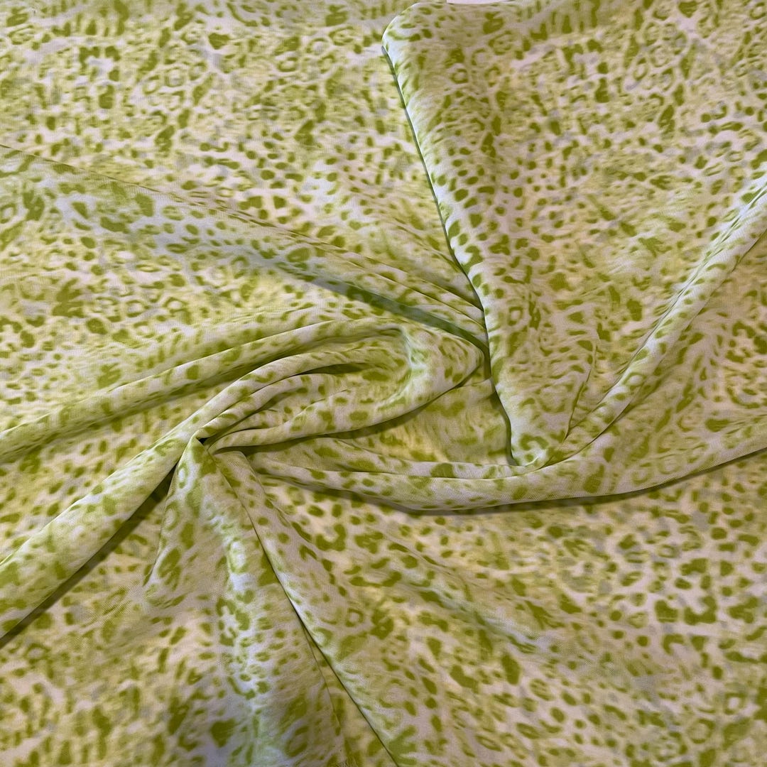 Green Animal Leopard Print Chiffon Georgette Poly Print Fabric - by the ...