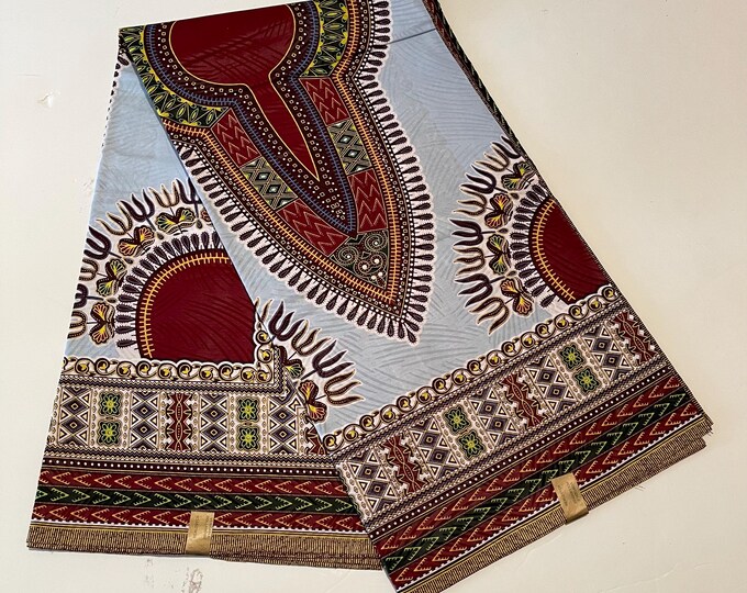 Light Blue African Print Ankara Dashiki Colorful Multicolor Cotton ...