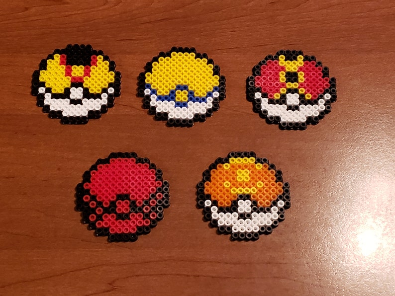 Perler Bead Pokeballs - Etsy