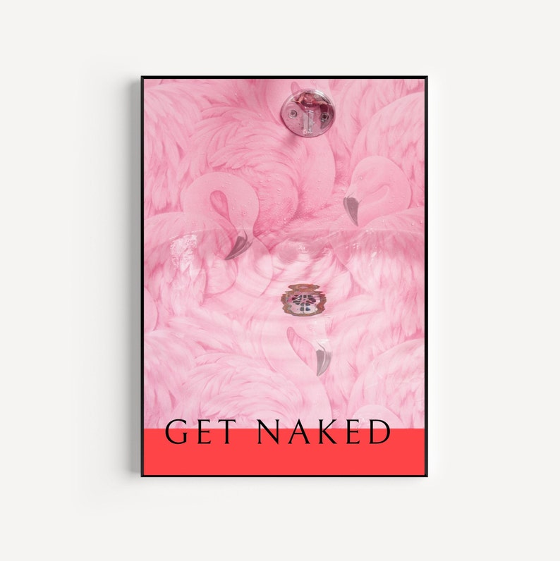 Get Naked Art Print Printable Posterbathroom Wall Art Pink Etsy