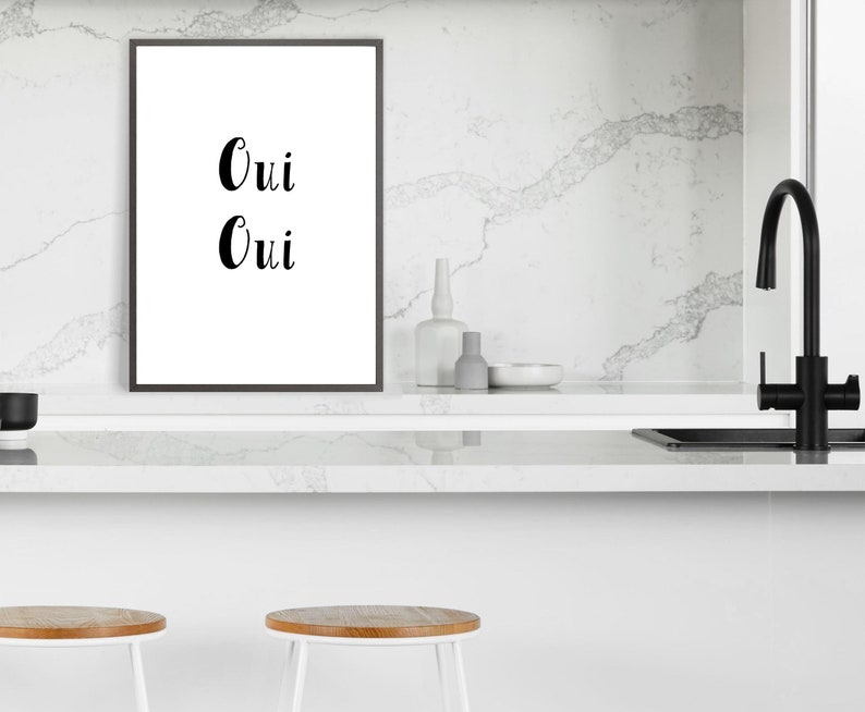 Oui Oui Art Print, Black Andwhite, Printable Wallart, Modernposter ...
