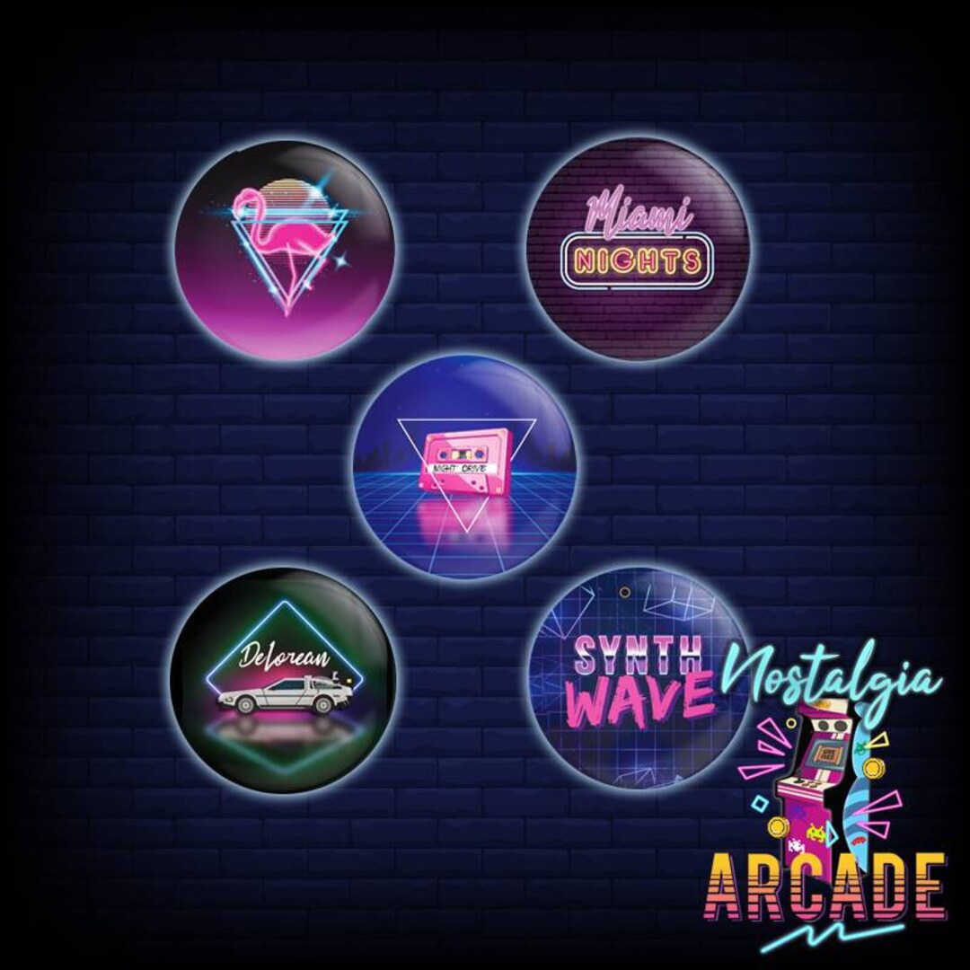 80s Synthwave Outrun Retro Button Badge Gift Set Retrowave - Etsy