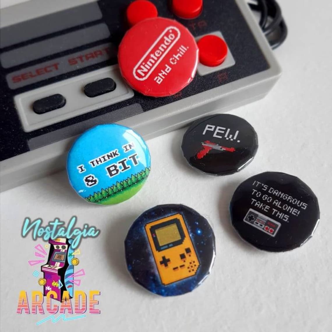 Nintendo Retro Gamer Pins Button Badge Set Video Gaming - Etsy