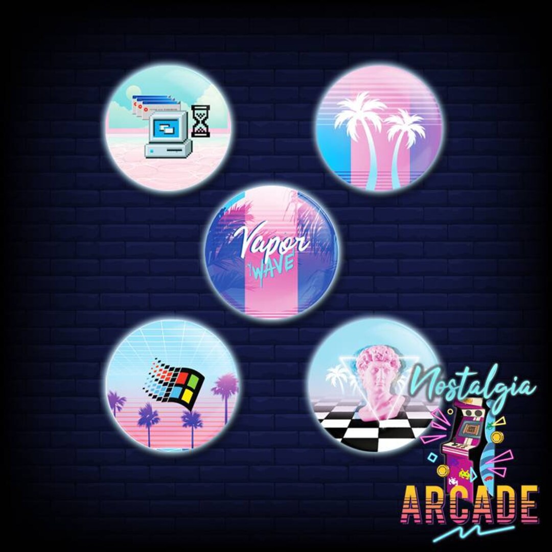 Vaporwave Retro Button Badge Set Outrun Retrowave Synthwave - Etsy