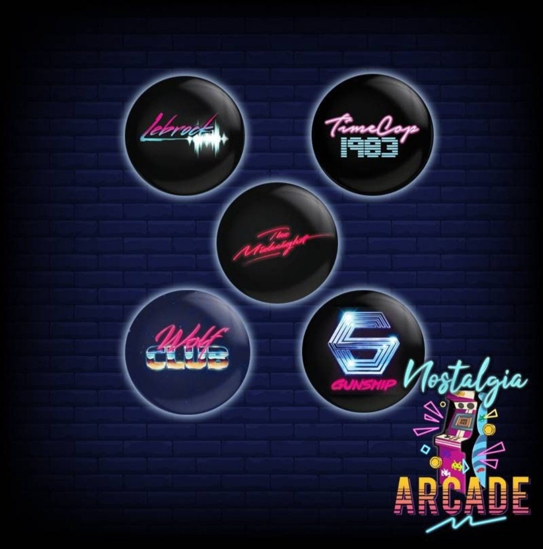 Synthwave Bands Badge Set 80s Retrowave Music Button Pin - Etsy