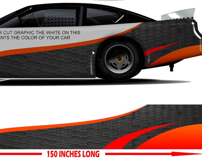 83 Carbon red Race Car Side Wrap Laminated Print Modified Late Model ...