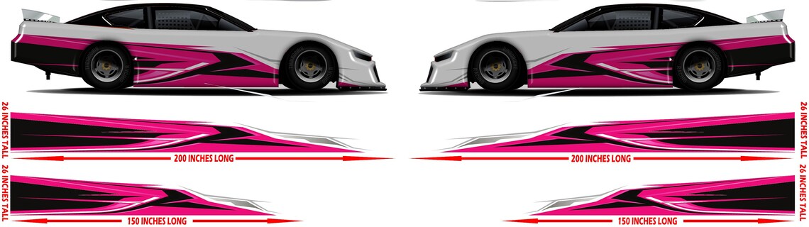 65 Pink Throw Race Car Side Wrap Laminated Print Modified Late Model ...