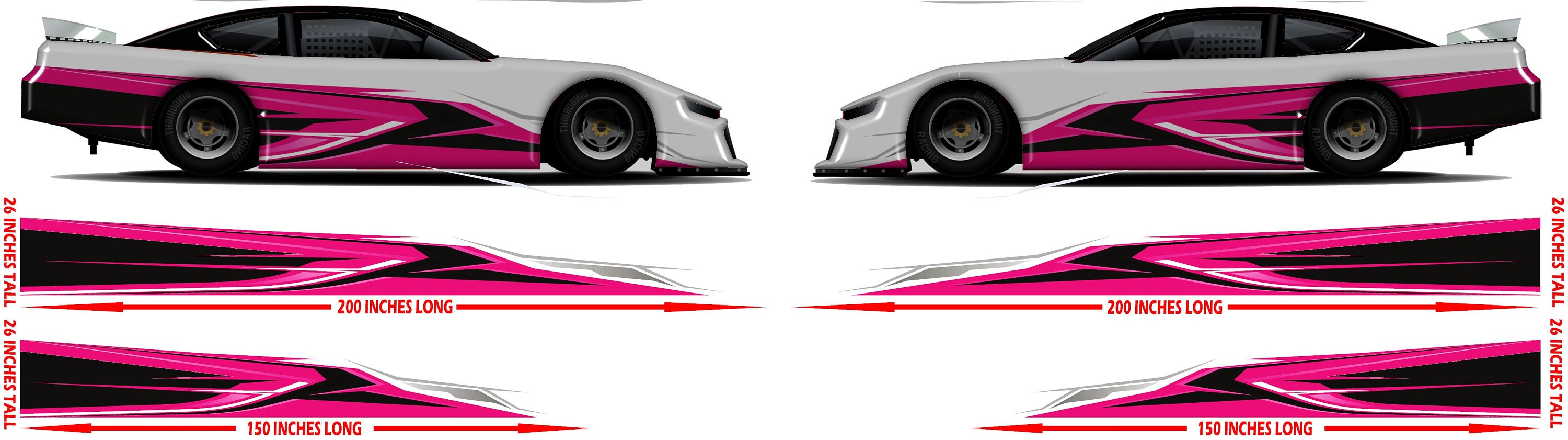 65 Pink Throw Race Car Side Wrap Laminated Print Modified Late Model ...