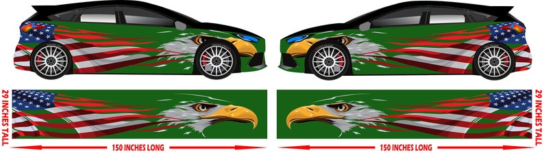77 Screaming Eagle (green) Race Car Side Wrap Laminated Print Modified ...