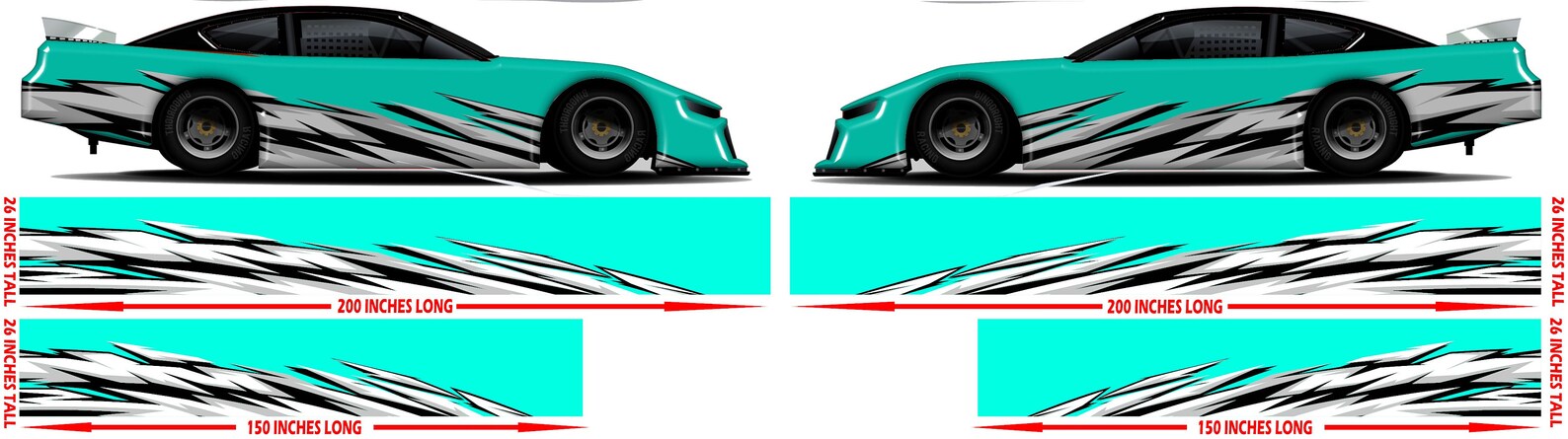 41 Aqua Strike Race Car Side Wrap Laminated Print Modified Late Model ...