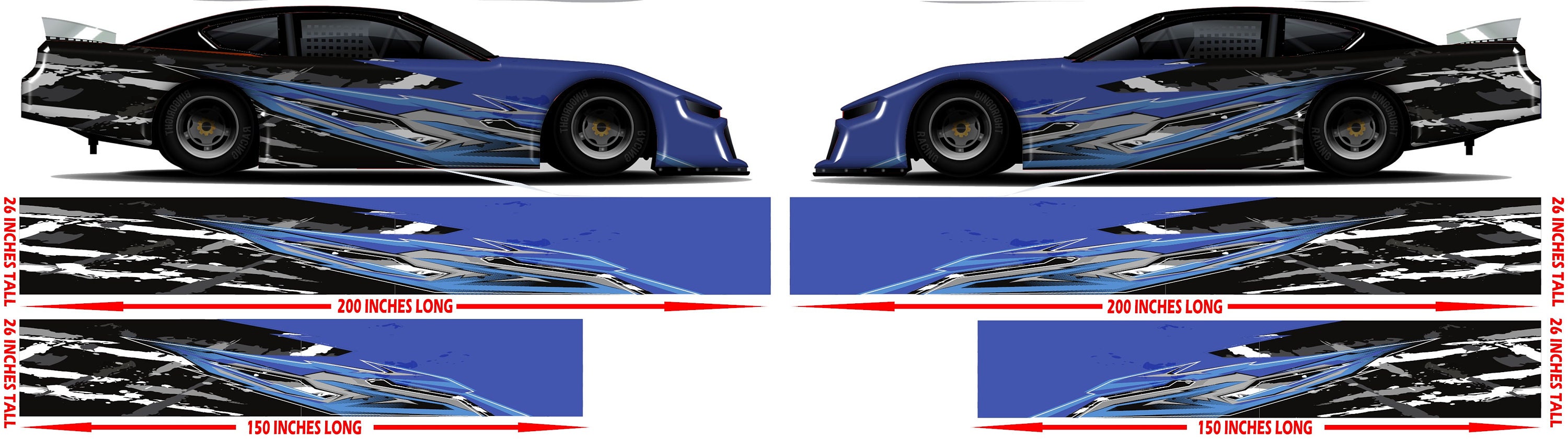 31 Blue Explosion Race Car Side Wrap Laminated Print Modified Late ...
