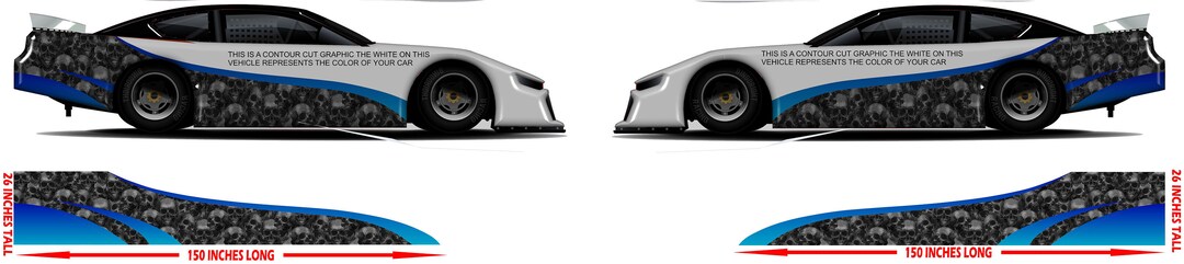 82 Bone Collector (blue) Race Car Side Wrap Laminated Print Modified ...