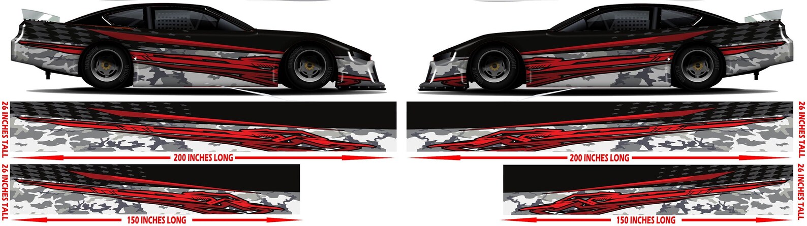 70 Star Camo Race Car Side Wrap Laminated Print Modified Late Model ...
