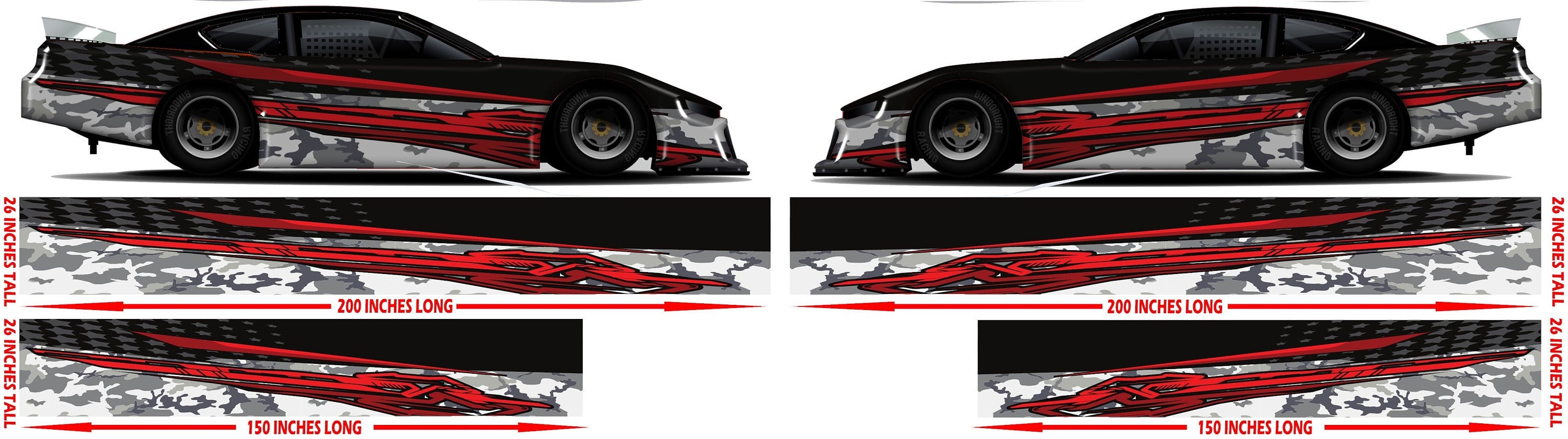 70 Star Camo Race Car Side Wrap Laminated Print Modified Late Model ...