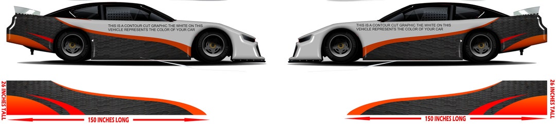 83 Carbon (red) Race Car Side Wrap Laminated Print Modified Late Model ...