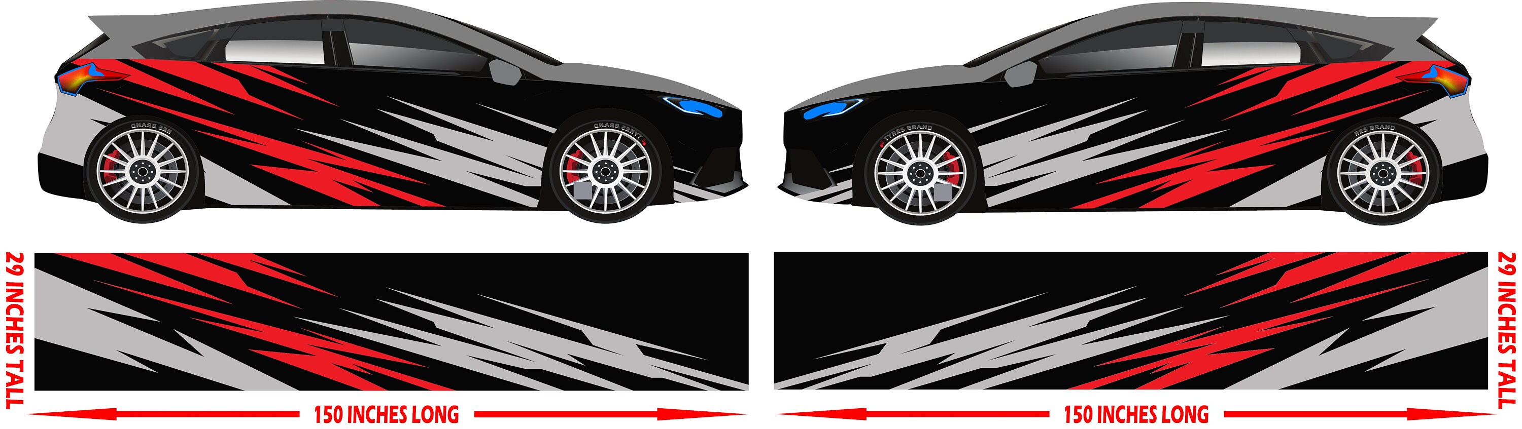 8 Red Burst Race Car Side Wrap Laminated Print Modified Late Model ...