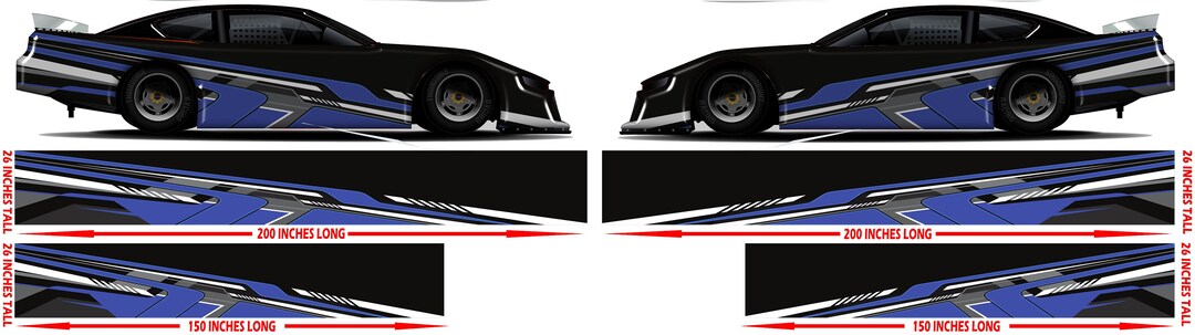 24 Blue Thunder Race Car Side Wrap Laminated Print Modified Late Model ...