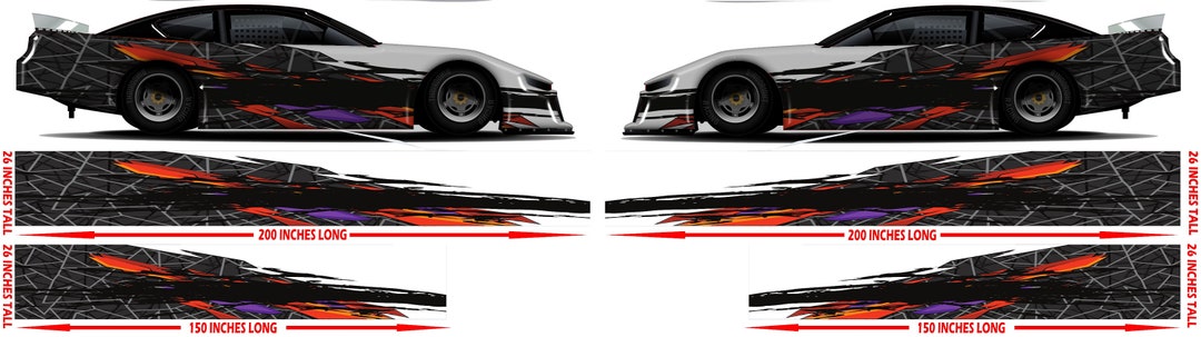 27 Bright Glass Race Car Side Wrap Laminated Print Modified Late Model ...