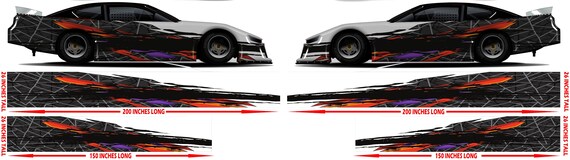 27 Bright Glass Race Car Side Wrap Laminated Print Modified - Etsy
