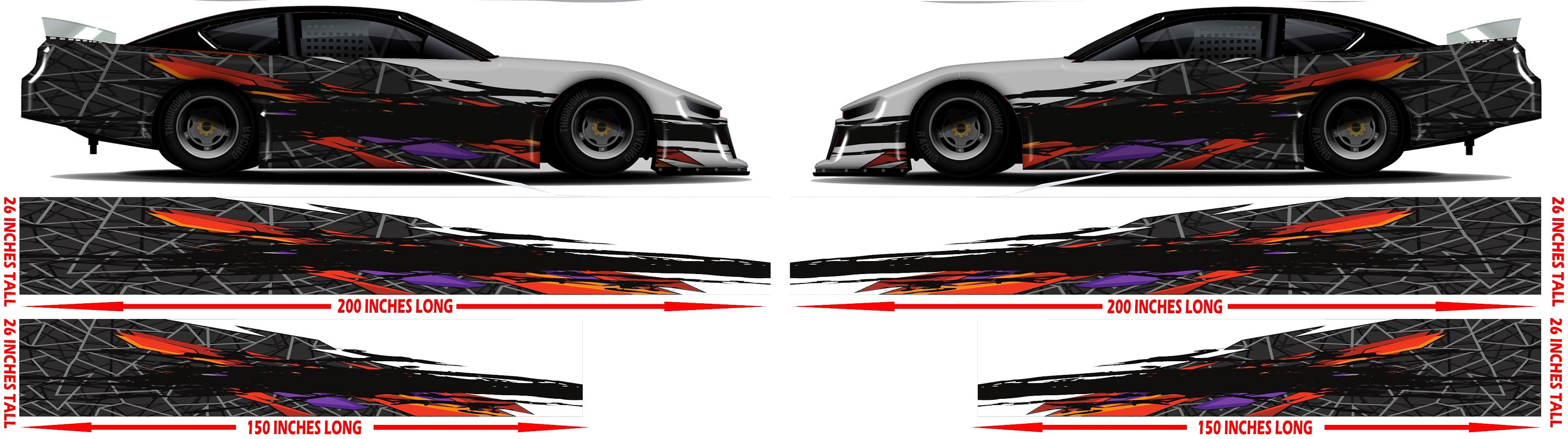 27 Bright Glass Race Car Side Wrap Laminated Print Modified Late Model ...