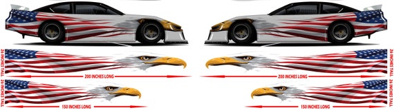 75 Screaming Eagle white Race car Side wrap Laminated Print | Etsy