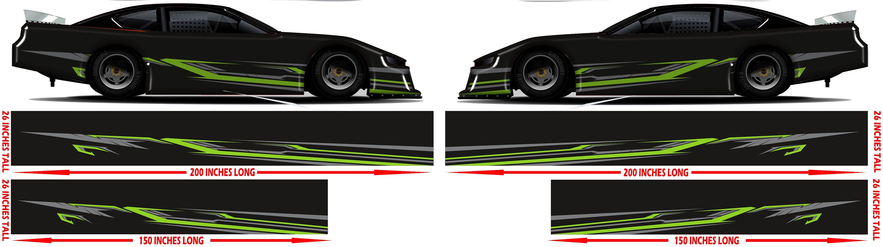 52 Lime Light Race Car Side Wrap Laminated Print Modified Late Model ...