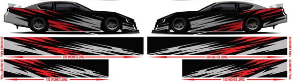 8 Red Burst Race Car Side Wrap Laminated Print Modified Late - Etsy