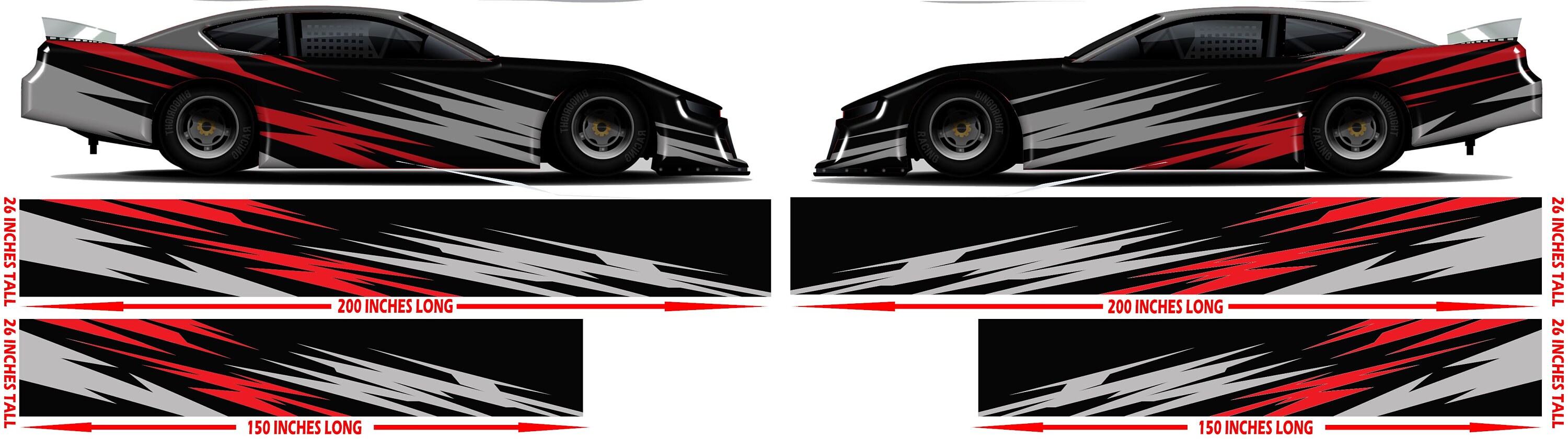 8 Red Burst Race Car Side Wrap Laminated Print Modified Late Model ...
