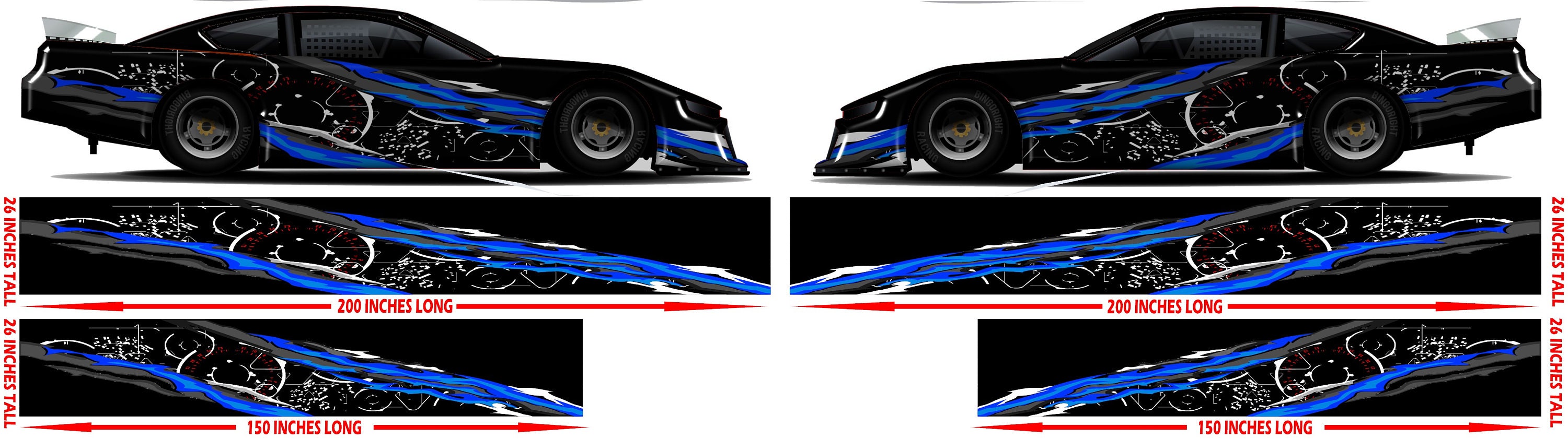 50 Complex Blue Race Car Side Wrap Laminated Print Modified Late Model ...