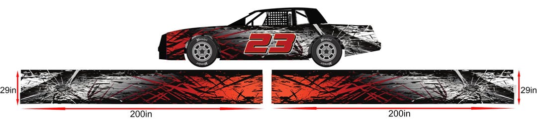 Enhanced Race Car Side Wrap W/number:shattered Night - Etsy
