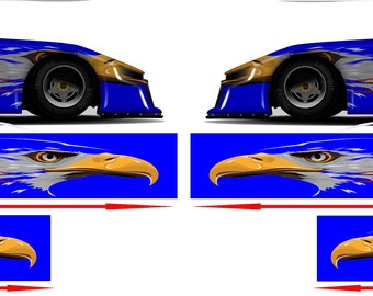 25 Yellow Jacket Race Car Side Wrap Laminated Print Modified Late Model ...