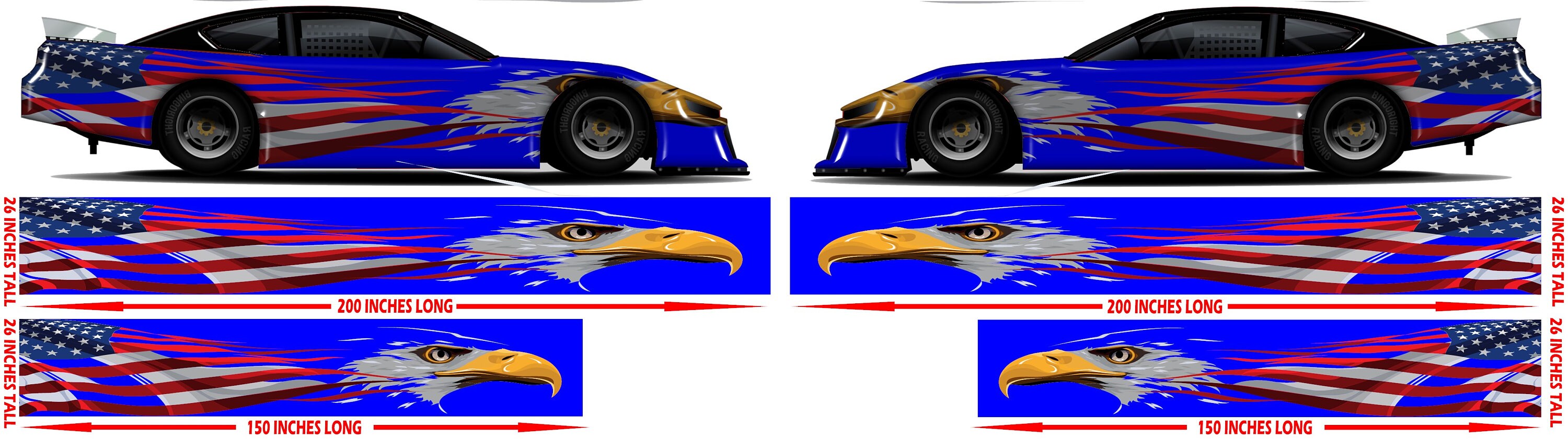 78 Screaming Eagle (blue) Race Car Side Wrap Laminated Print Modified ...