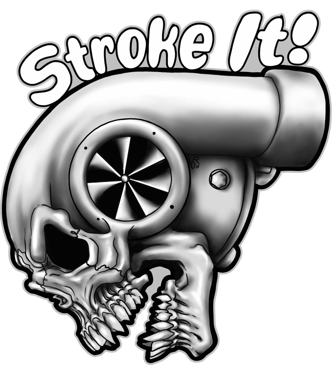 Custom Turbo Skull Stroke It Decal-high Quality 7 Yr Vinyl; Laminated ...