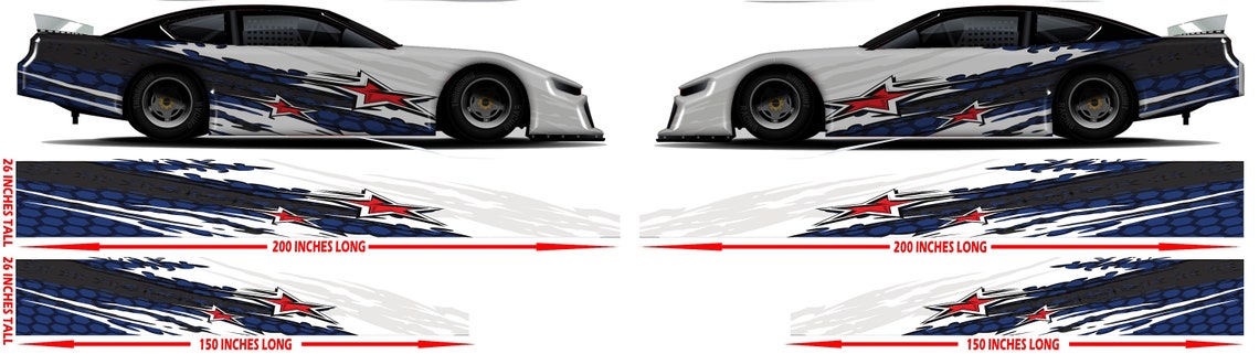 12 Shooting Star Race Car Side Wrap Laminated Print Modified Late Model ...