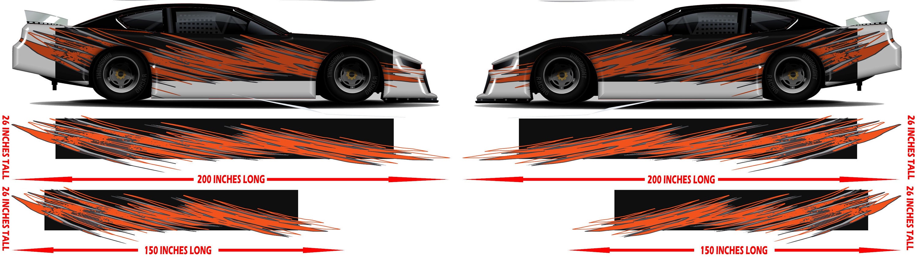 69 Orange the Top Race Car Side Wrap Laminated Print Modified Late ...