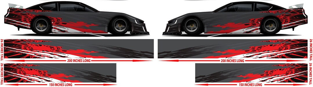 37 Shattered Race Car Side Wrap Laminated Print Modified Late Model ...