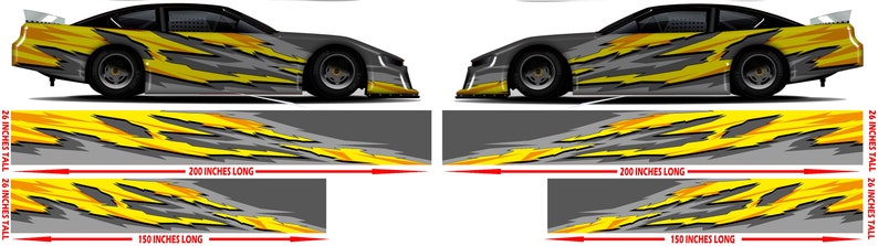 33 Yellow Slash Race Car Side Wrap Laminated Print Modified Late Model ...