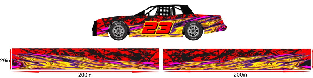 Enhanced Race Car Side Wrap W/number: 90's Vibe - Etsy