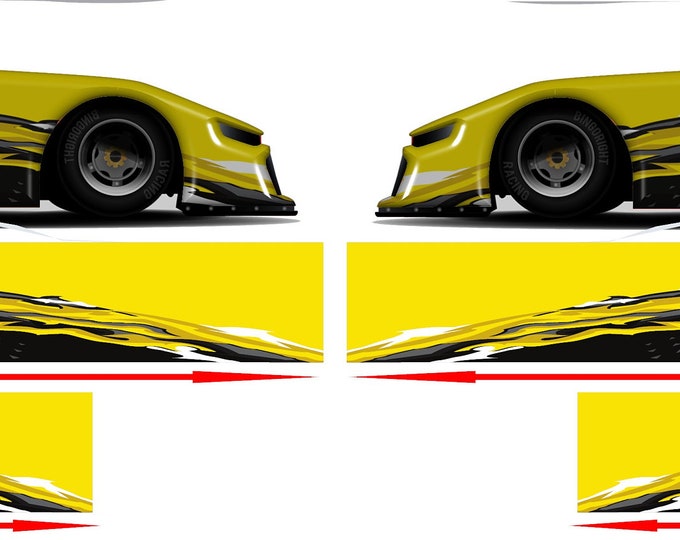 25 Yellow Jacket Race Car Side Wrap Laminated Print Modified Late Model ...