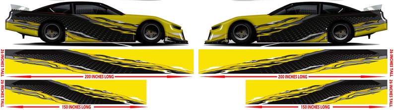 25 Yellow Jacket Race Car Side Wrap Laminated Print Modified Late Model ...