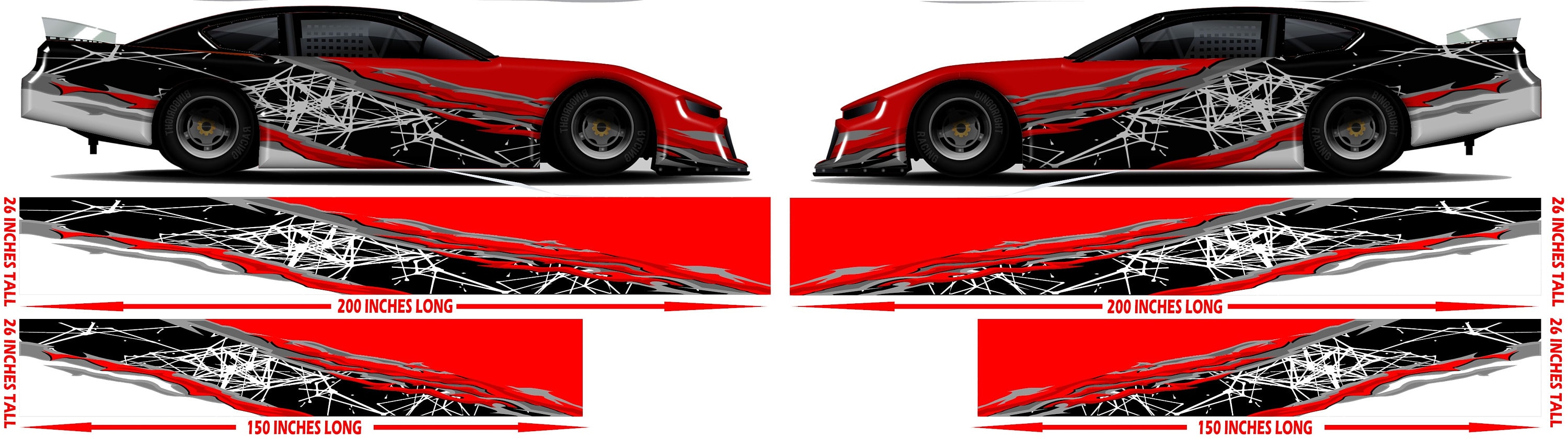 32 Spider Web Race Car Side Wrap Laminated Print Modified Late Model ...