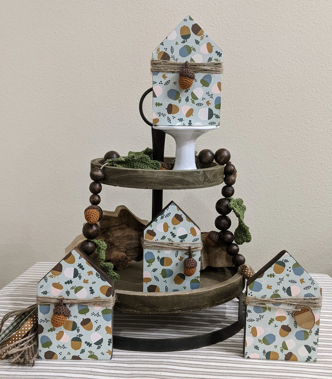Mini Wood Acorn House, Fall Acorn Decorations, Fall Birthday Gift ...