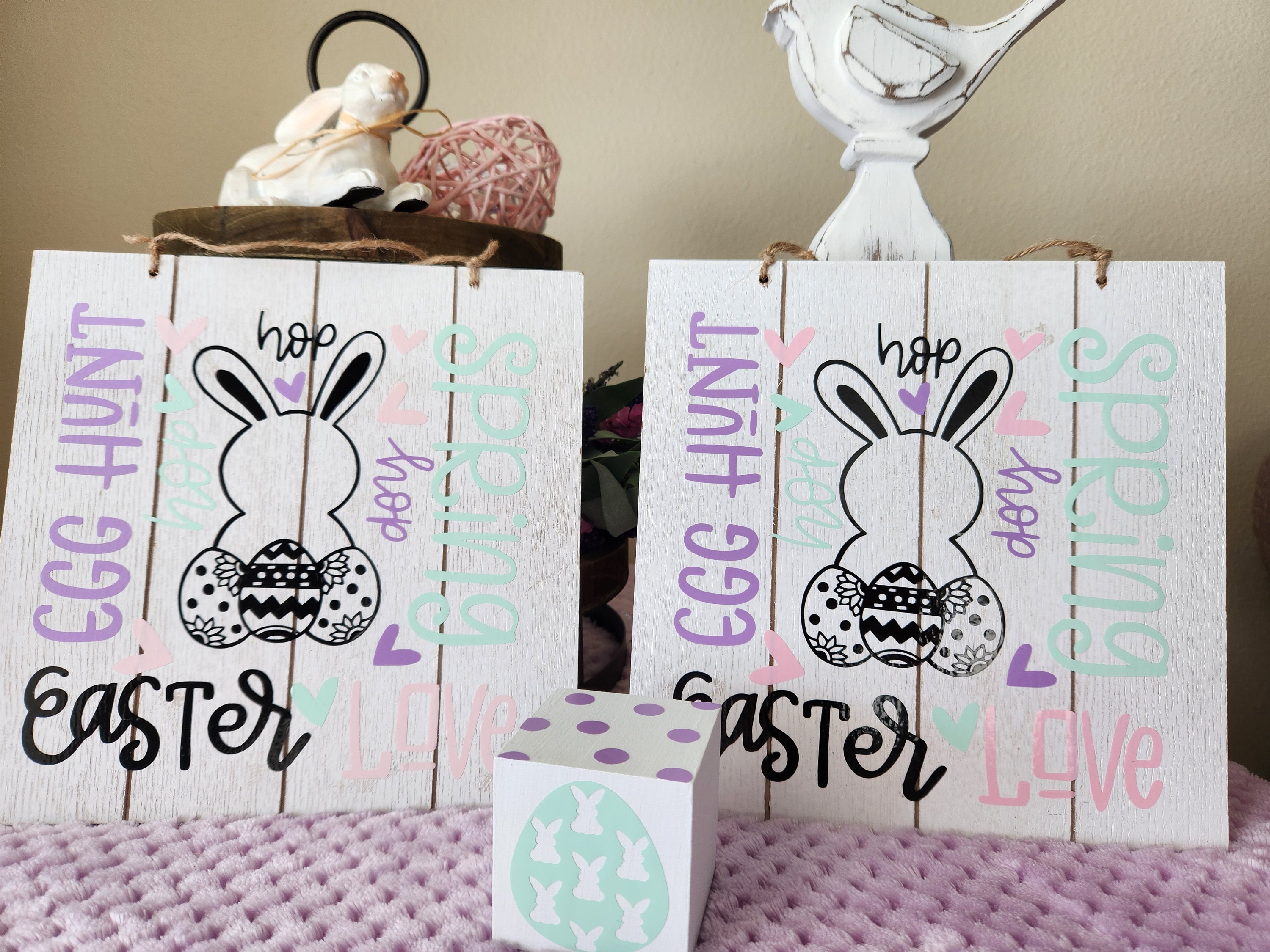 Easter Bunny Wood Block, Spring Decor - Etsy