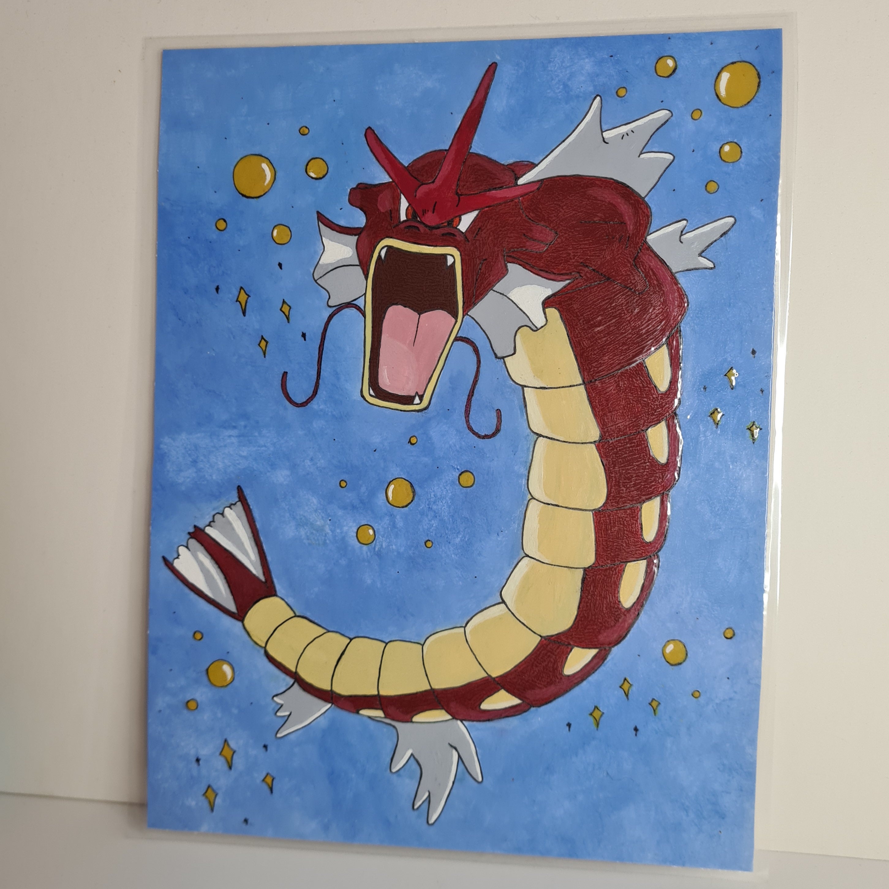 Hand Painted Lucky/shiny Gyarados Pokemon Laminated Poster - Etsy